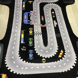 Race Track Play Rug, Kids Car Play Mat, Racing Car Carpet, Grand Prix ...