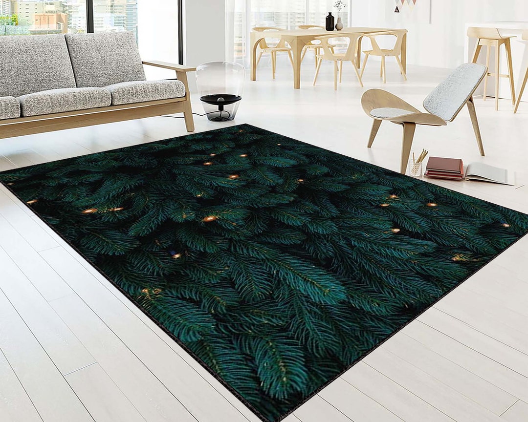Emerald Tree Rug, Green Snowflake Christmas Tree Skirt,thick Rug ...