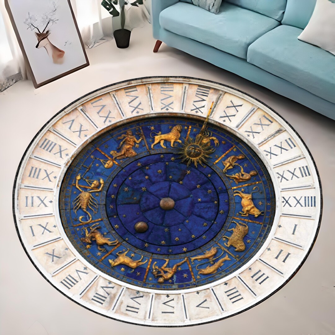 Zodiac Rug, Astrology Rug,tarot Rug, Celestial Rug, Round Rug ...