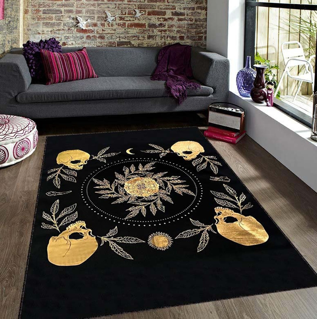 Tarot Card Design Rug, Prophecy Decor Rug, Fortune Telling Rug, Skull ...