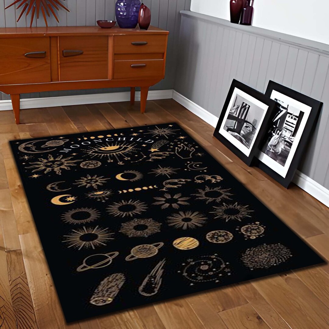 Moon Rug, Gold Crescent Moon Rug,moon Decor Rug, Aesthetic Rug ...