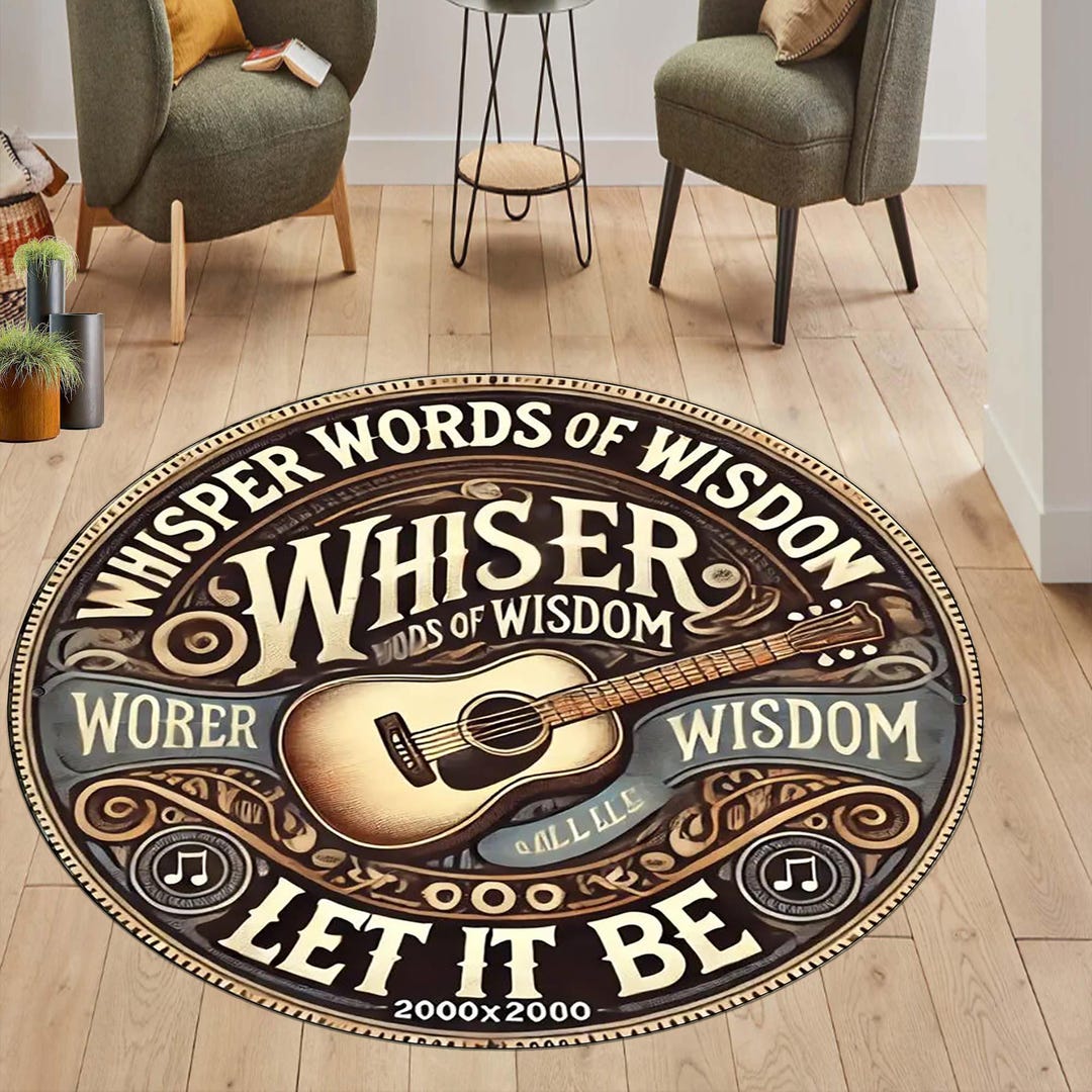 Let It Be Round Music Rug: Vintage Guitar Carpet, Whisper Words of ...