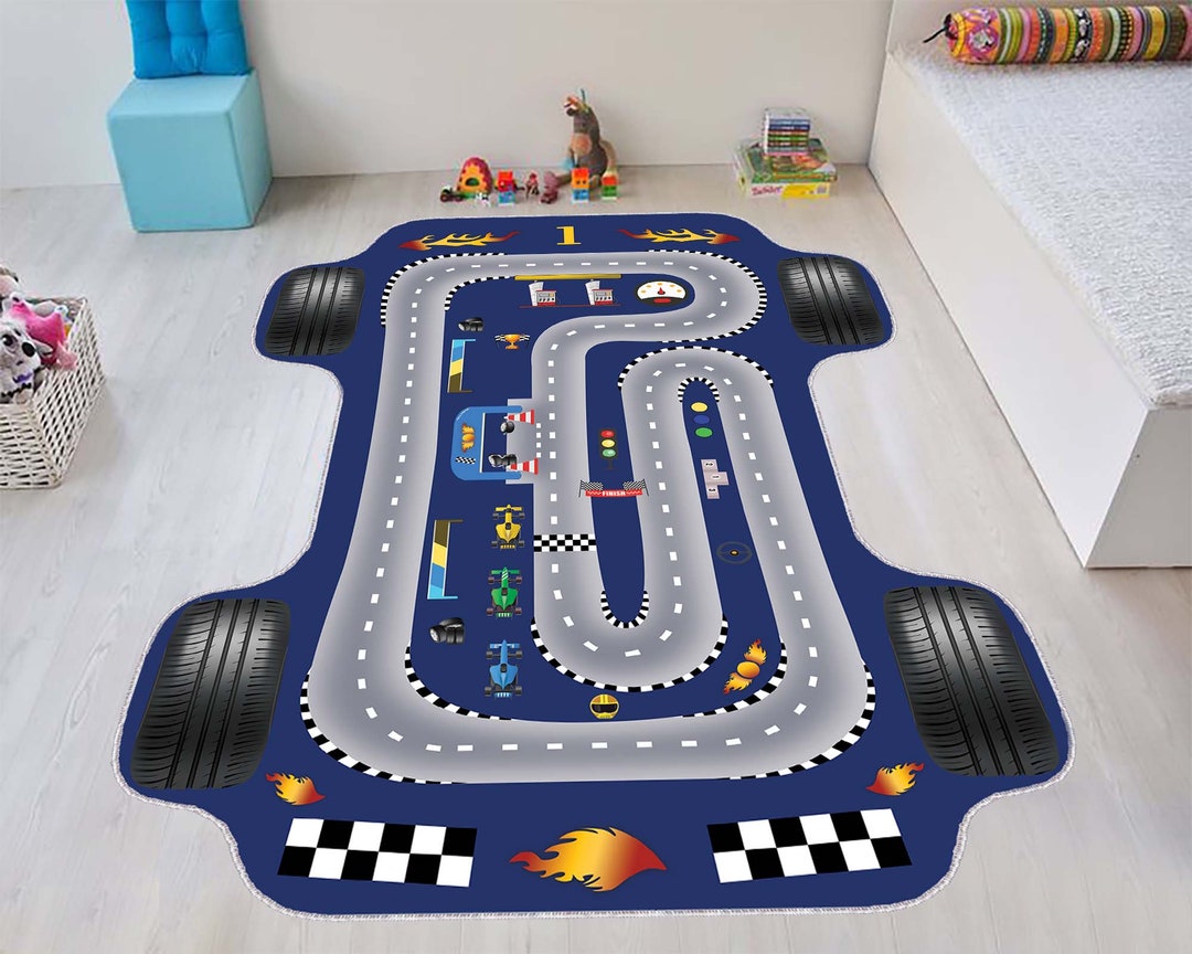 Car Racing Track Rug: Tire Shape Play Mat for Kids - Etsy