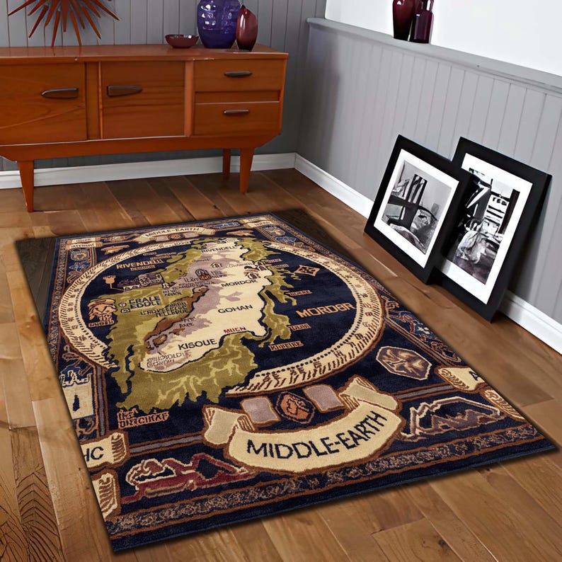 Map Rug, LOTR Map Rug, Middle Earth Rug, Fantasy Themed Rug, Lord of ...