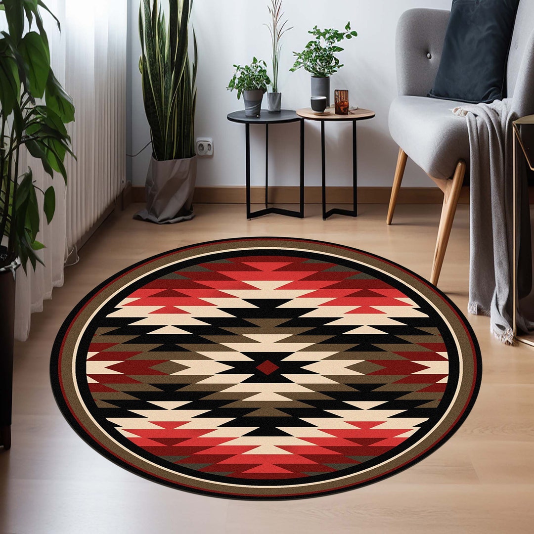 Oriental Round Rug, Ethnic Round Rug, Oushak Circle Rug, Bathmat Rug ...