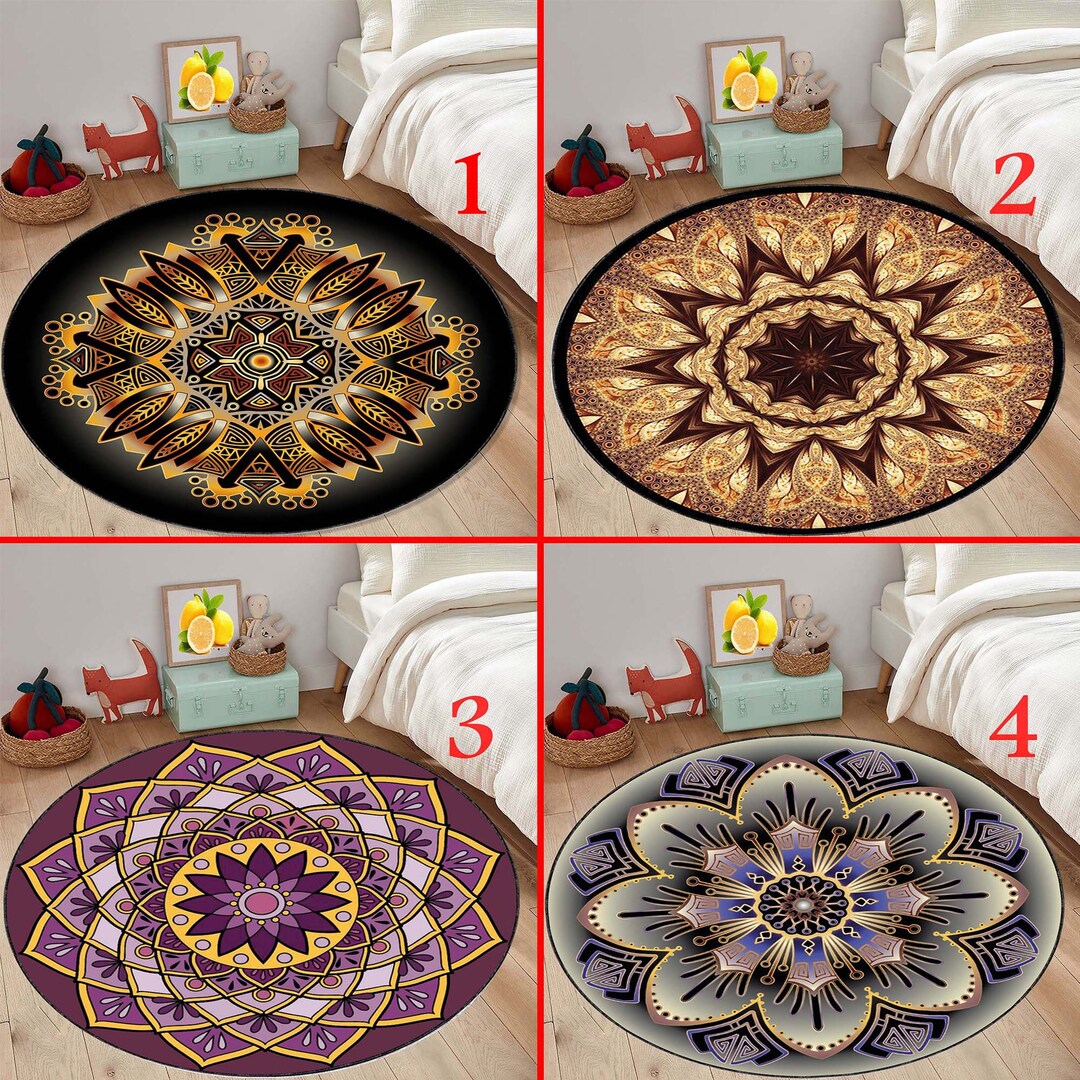 Mandala Rug, Microdot Mandala Rug, Round Rug, Mandala Circle Rug ...