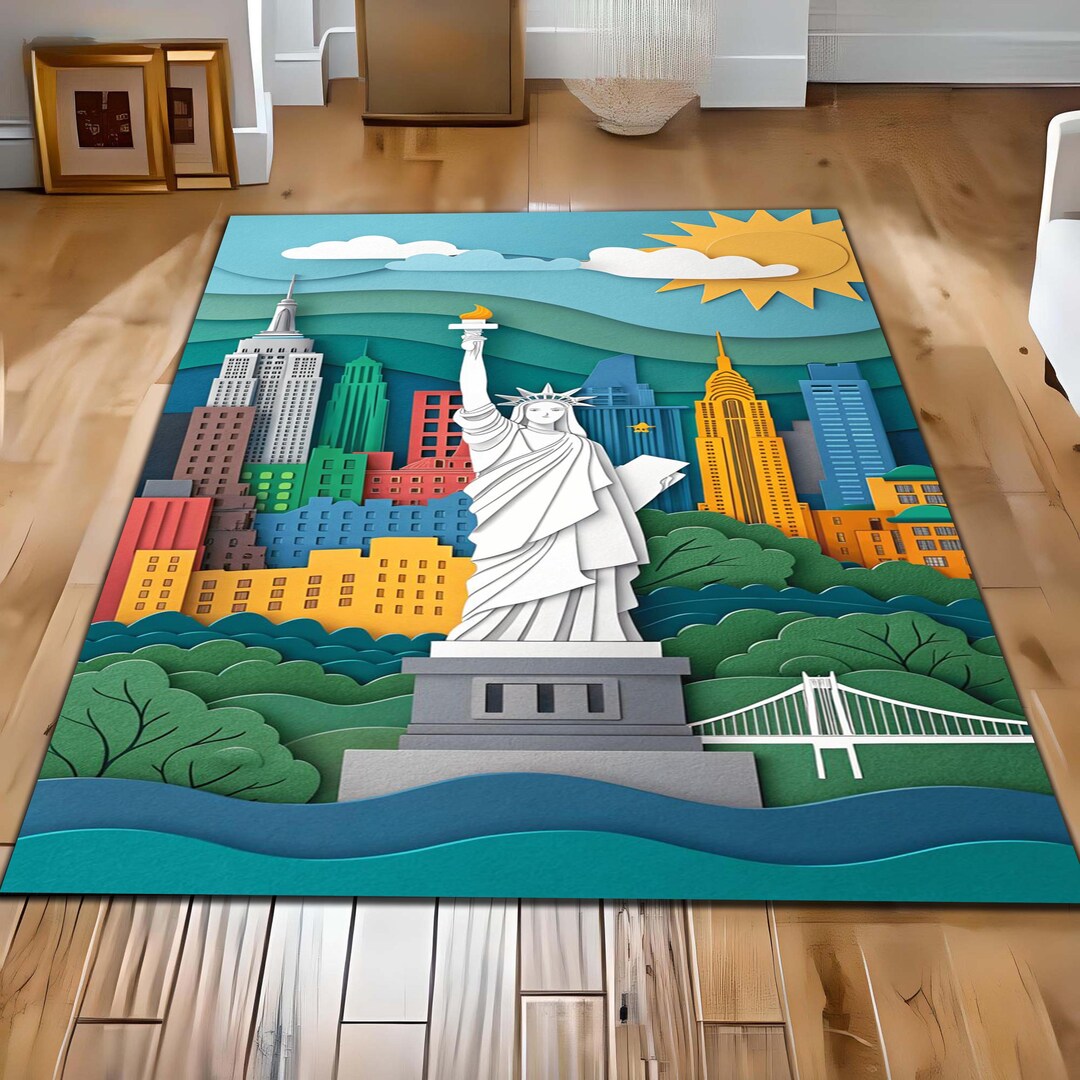 Statue of Liberty Rug: New York Freedom Decor, Washable Area Rug - Etsy