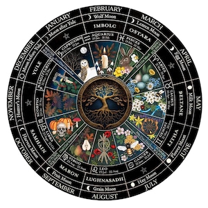Wheel of the Year Rug, Pagan Wiccan Decor Rug, Round Rug, Zodiac Art ...