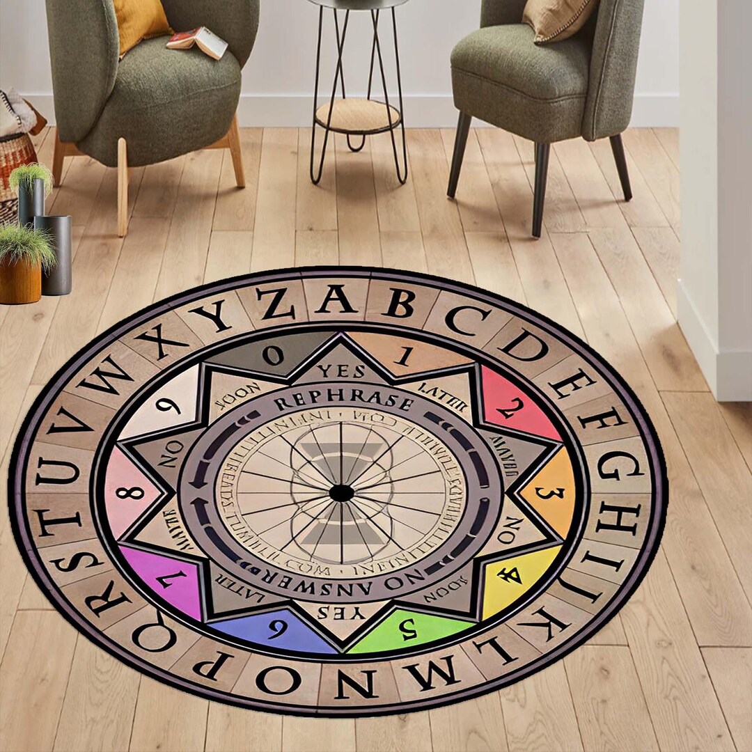 Rug, Mystical Alphabet Ouija Board Round Rug, Fortune Teller Circle Mat ...