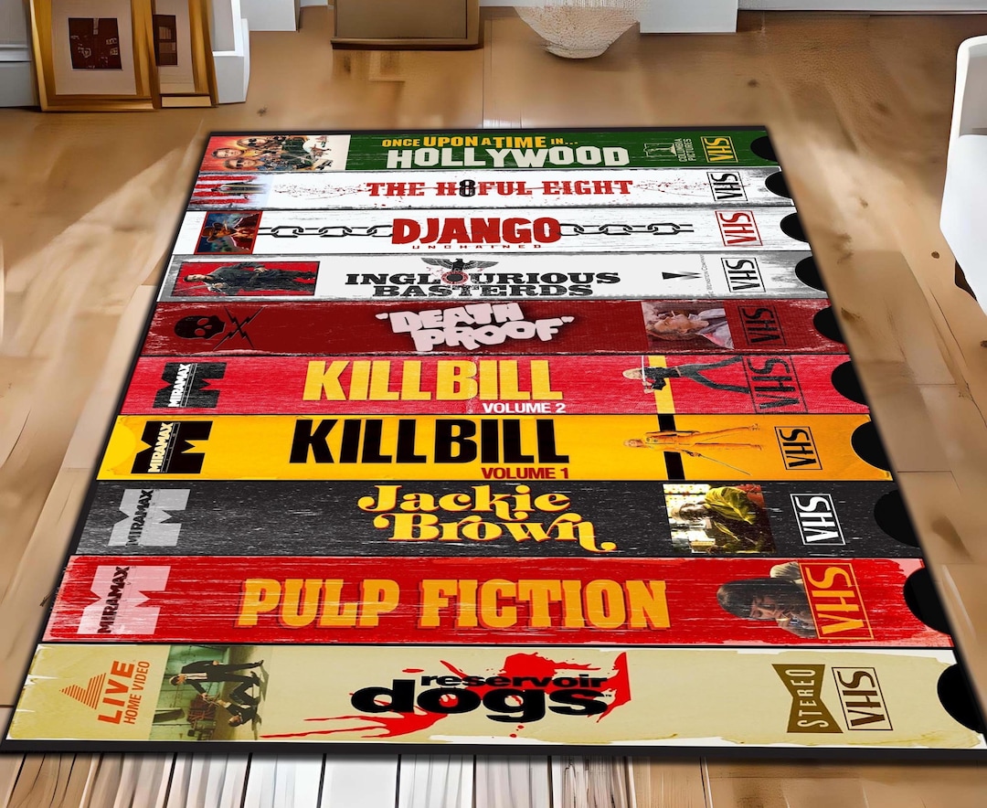 Horror Vhs Rug, Quentin Tarantino Movie Rug, Vintage VHS Design Pulp ...