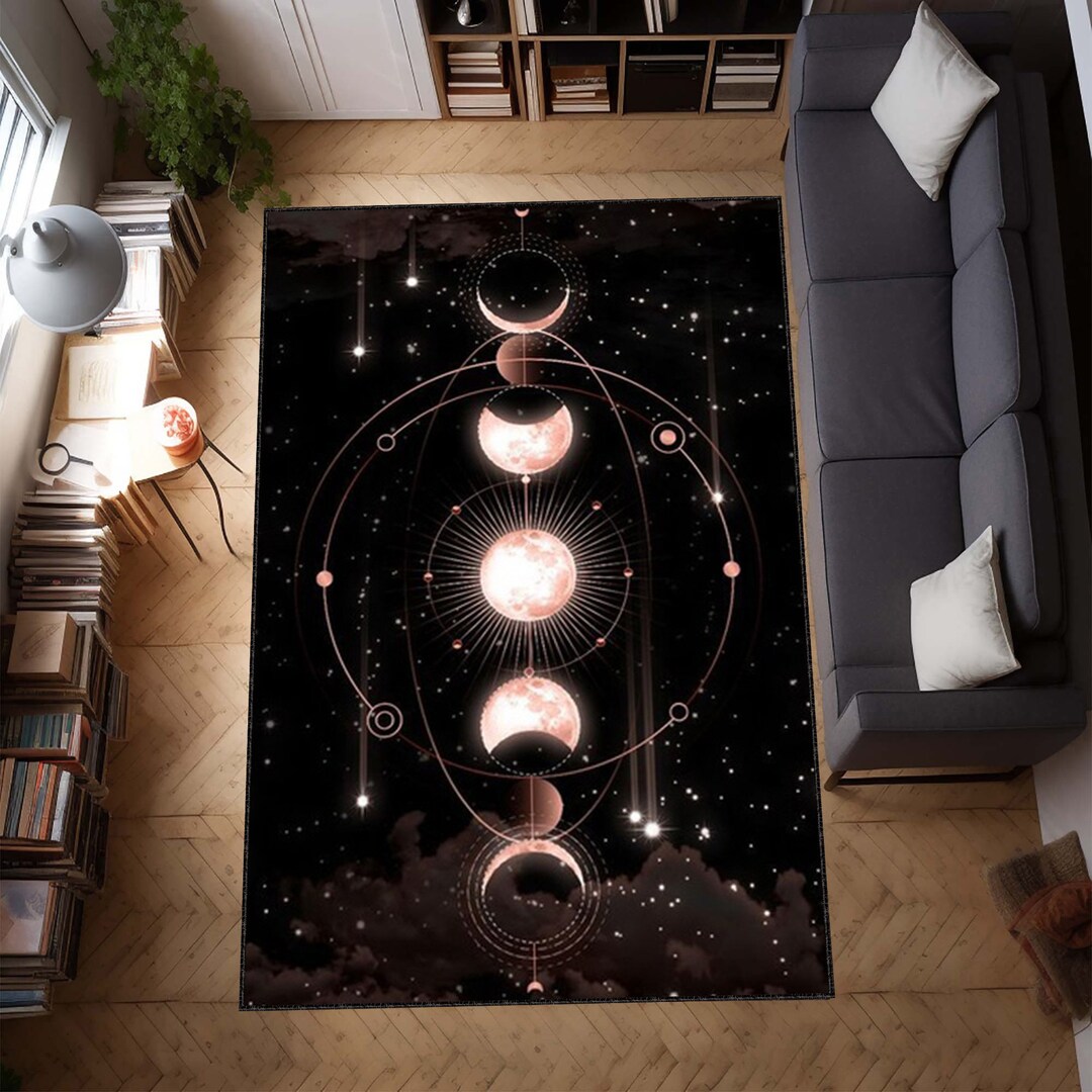 Moon Shapes Rug, Astrology Decor Rug, Moon Decor Rug, Space Decor Rug ...