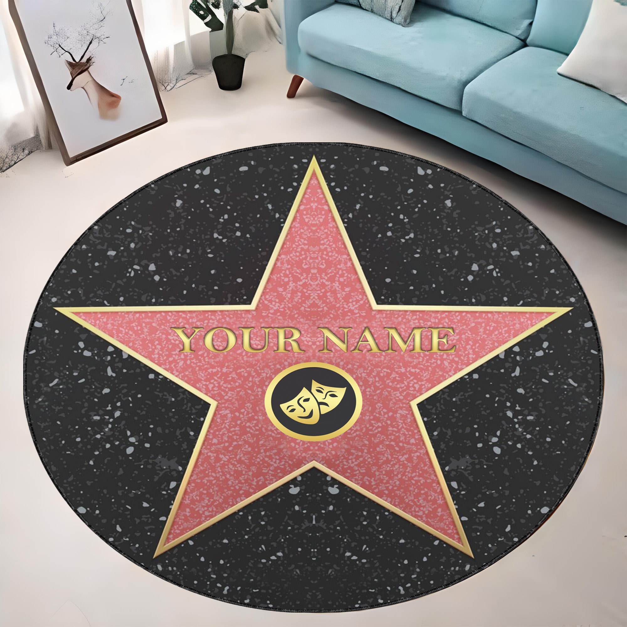 Custom Hollywood Star Round Rug: Personalized Walk of Fame Gift - Etsy