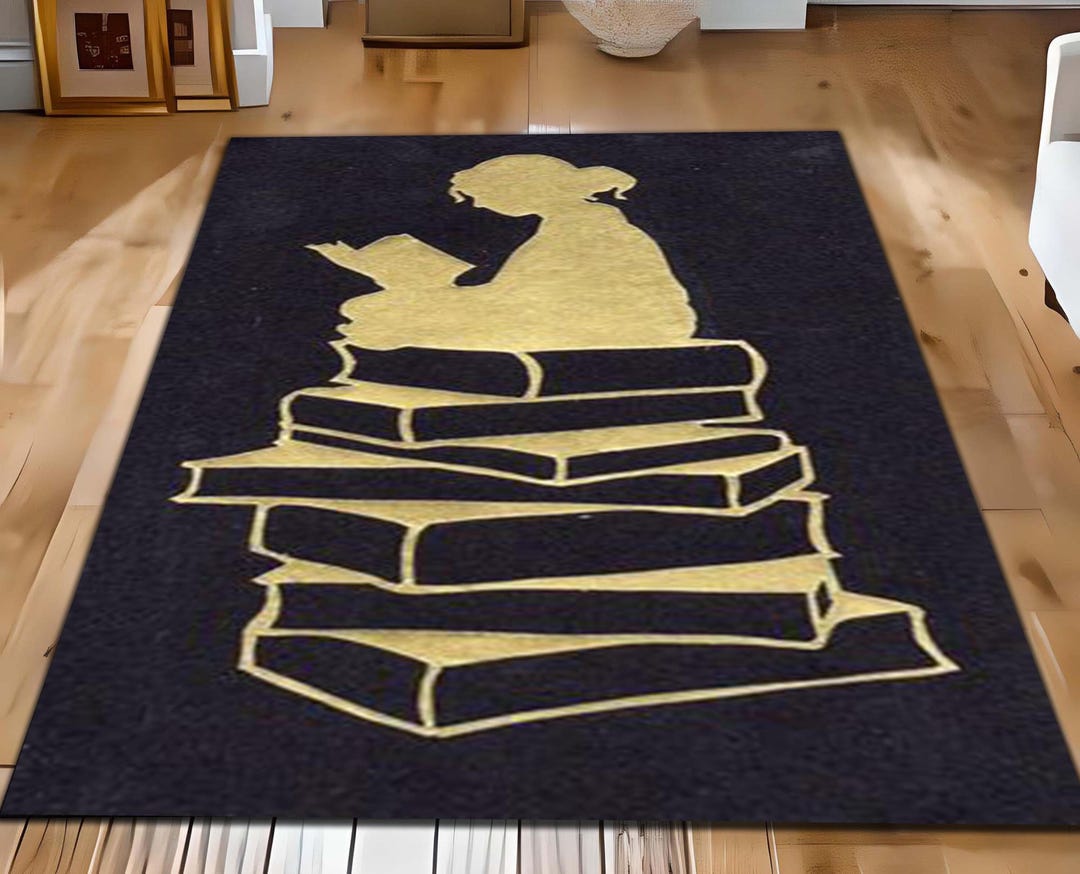 Book Design Rug, Library Rug, Reading a Book Rug, Develops Intelligence ...