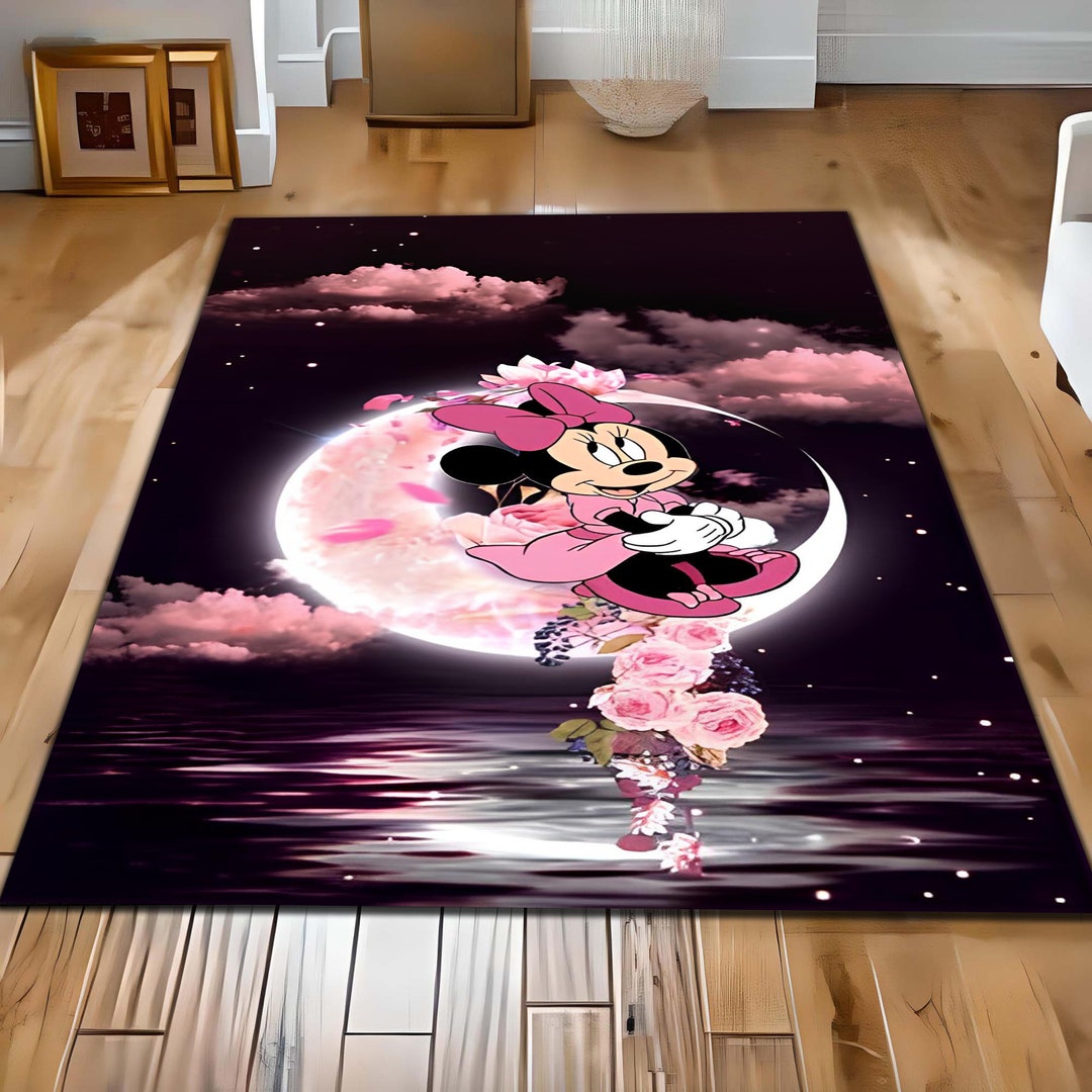 Pink Mickey Mouse Rug, Minnie Mouse Rug, Kids Room Rug, Baby Girl ...