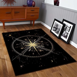Celestial Starburst Area Rug: Gold Cosmic Galaxy Design - Etsy
