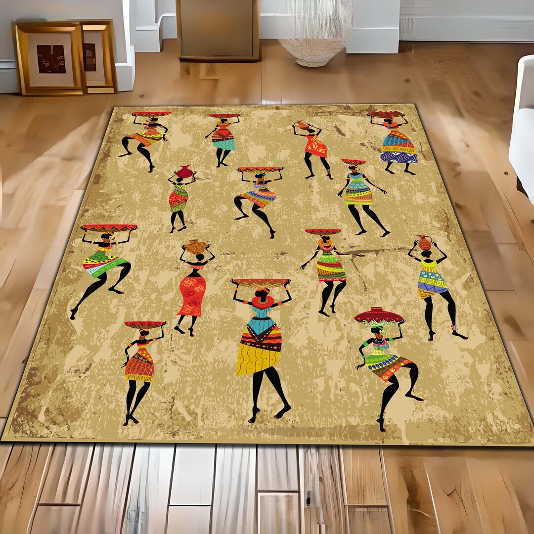 Dancing African Rug, African Lady Rug, Retro African Rug, African Woman ...