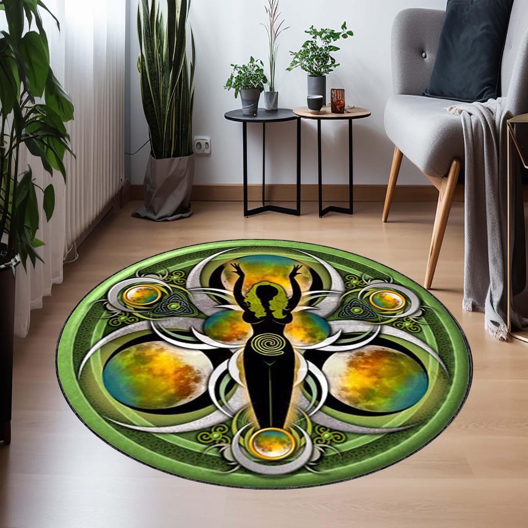 Mandala Rug, Goddess Design Decor, Round Decor Rug,goddess Design Rug ...