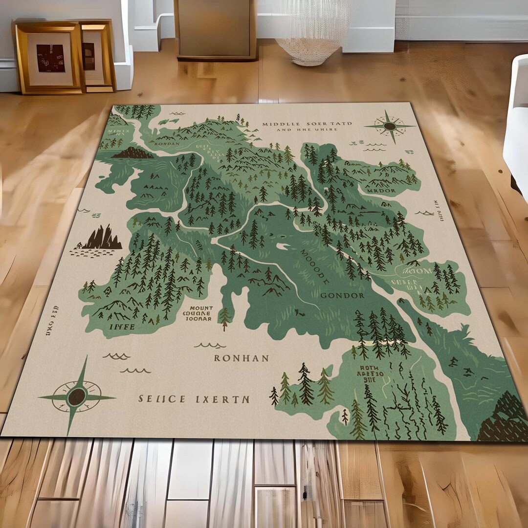 Map Rug, Middle Earth Rug, Middle Earth Map Area Rug, LOTR Map Rug,lord ...