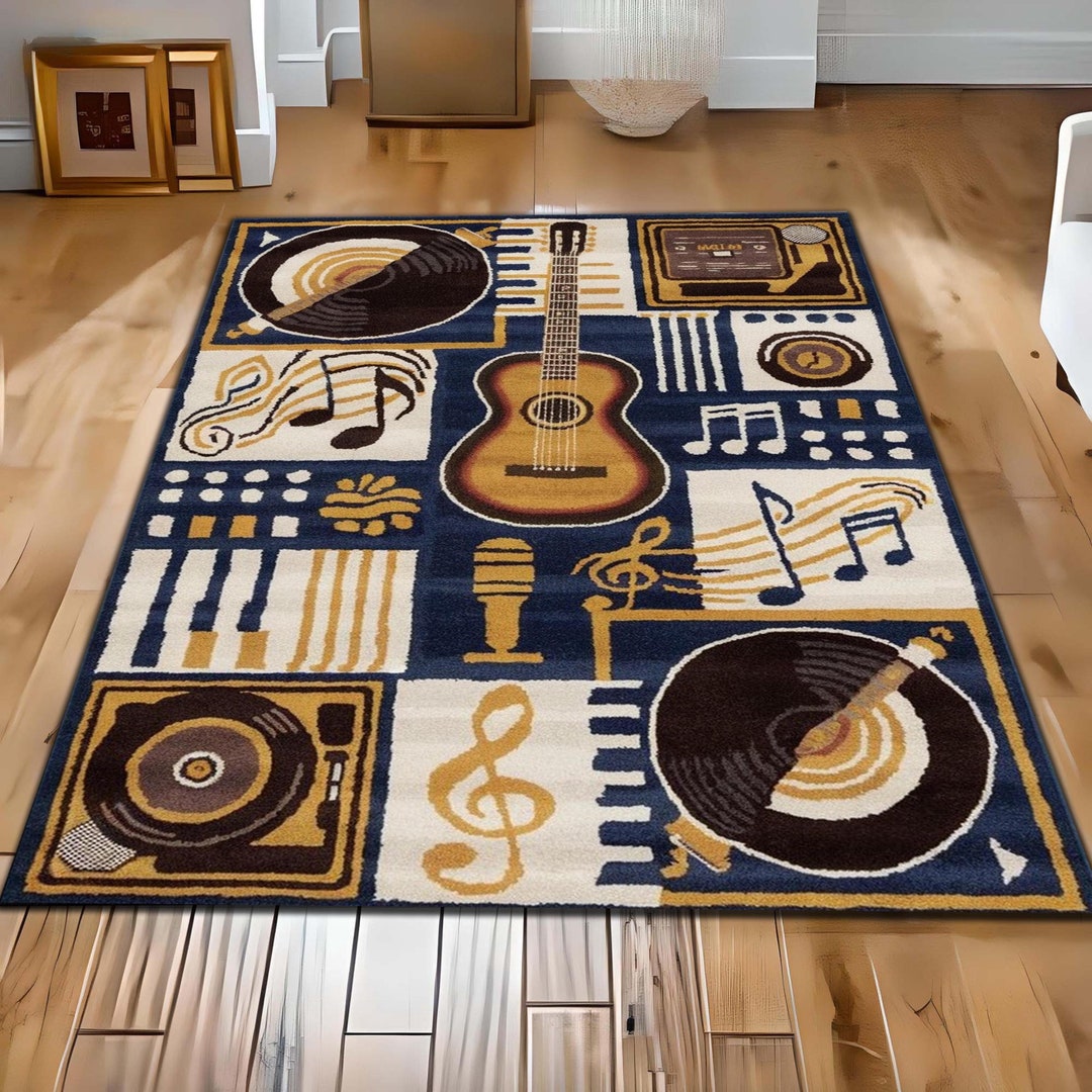 Hiphop Rug,music Rug, Rappers Rug, Music Themed Area Rug, Retro Guitar ...