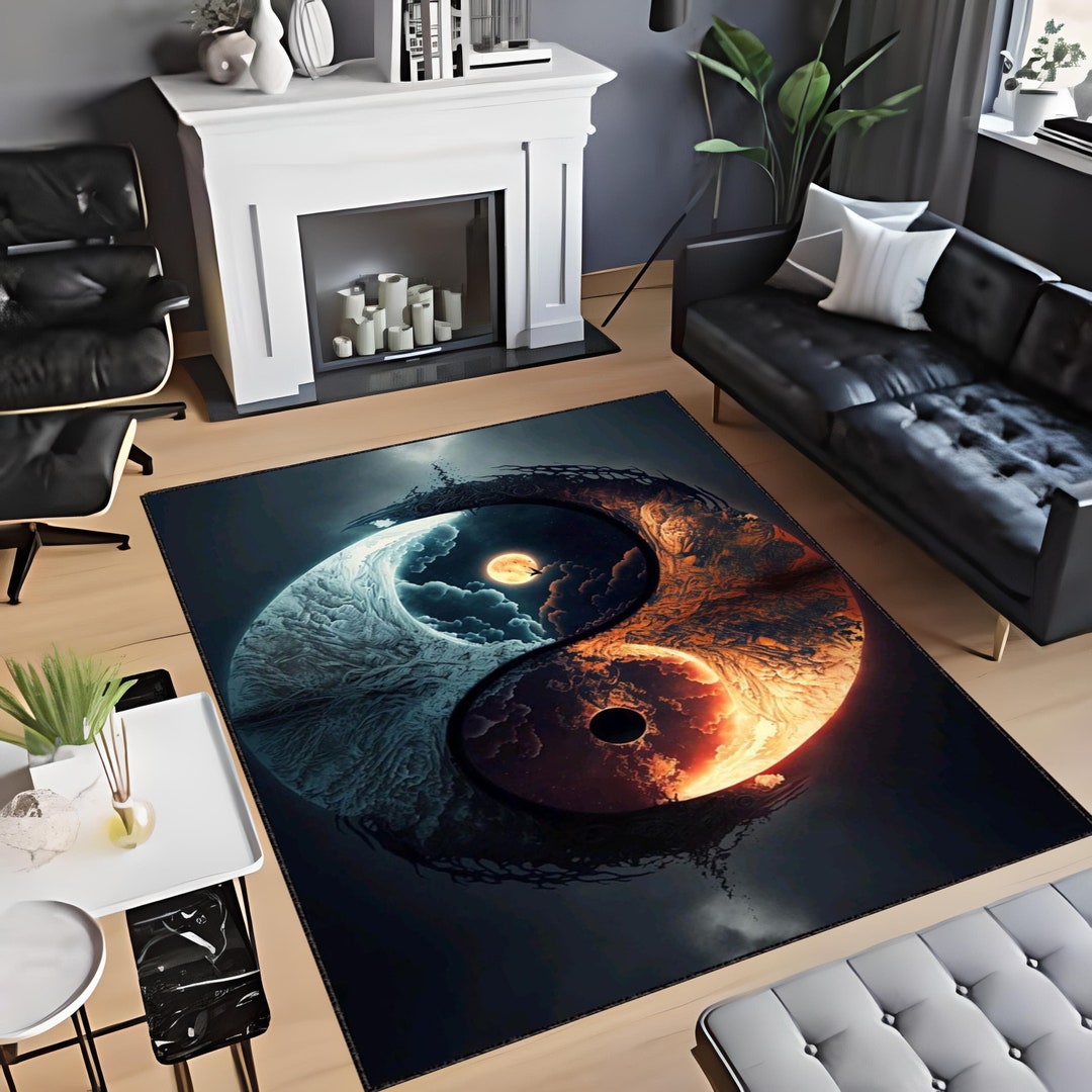 Moon Decor Rug, Yin Yang Rug, Home Decor Rug, Minimalist Rug, Moon Rug ...