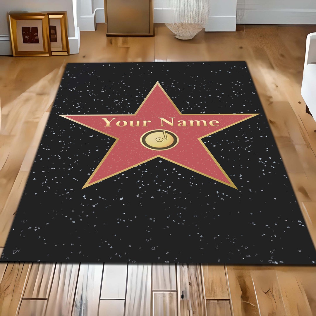 Hollywood Walk of Fame Rug, Custom Name Rug, Your Text Rug, Unique ...