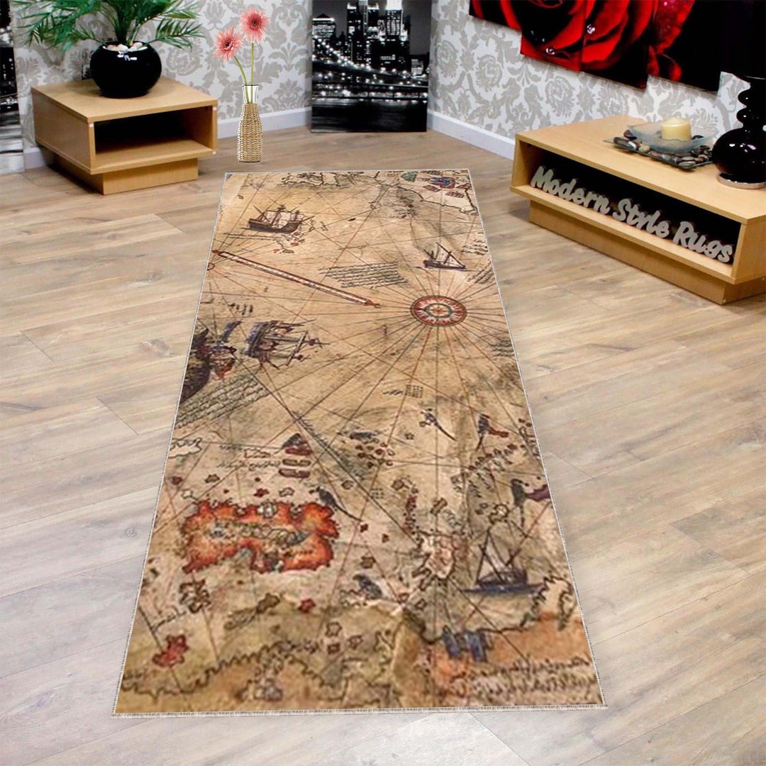 Maritime Map Runner Rug: Custom Entryway Floor Decor - Etsy