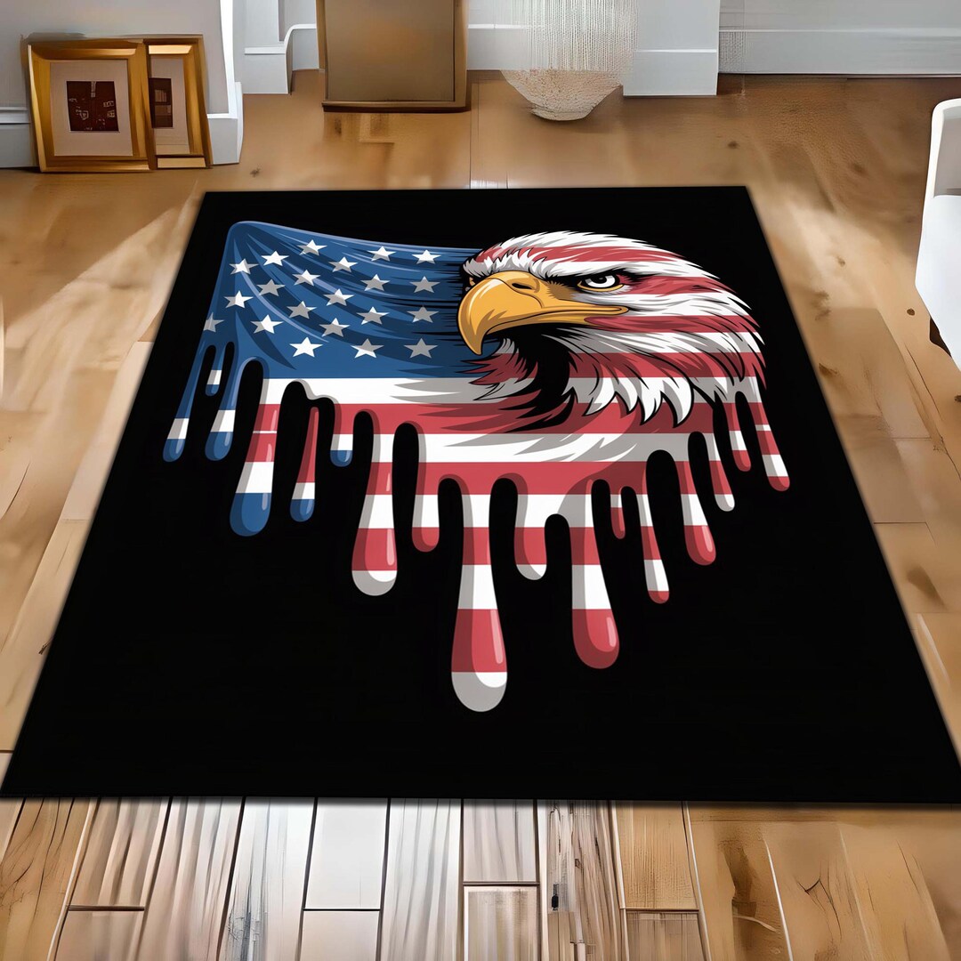 American Flag Bald Eagle Rug: Dripping Stars & Stripes, Non Slip ...