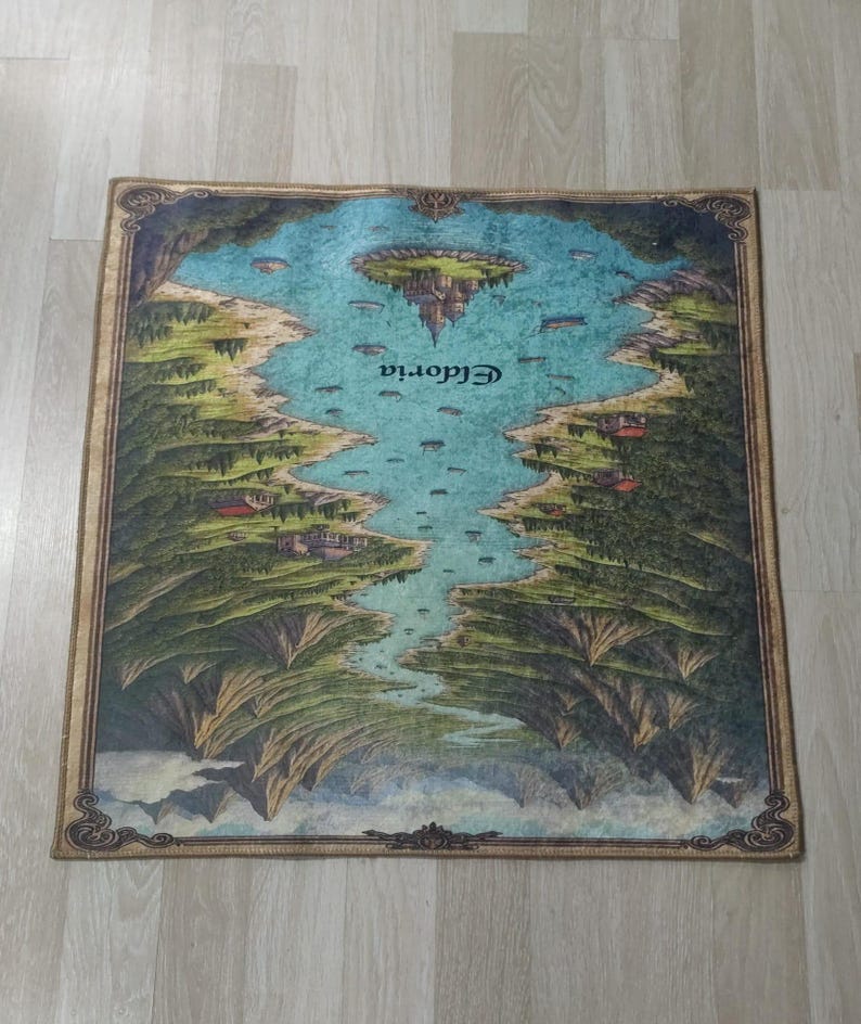 Eldoria Map Rug, Fantasy Map Rug Eldoria, Medieval Castle River Map Carpet, Vintage Style ...