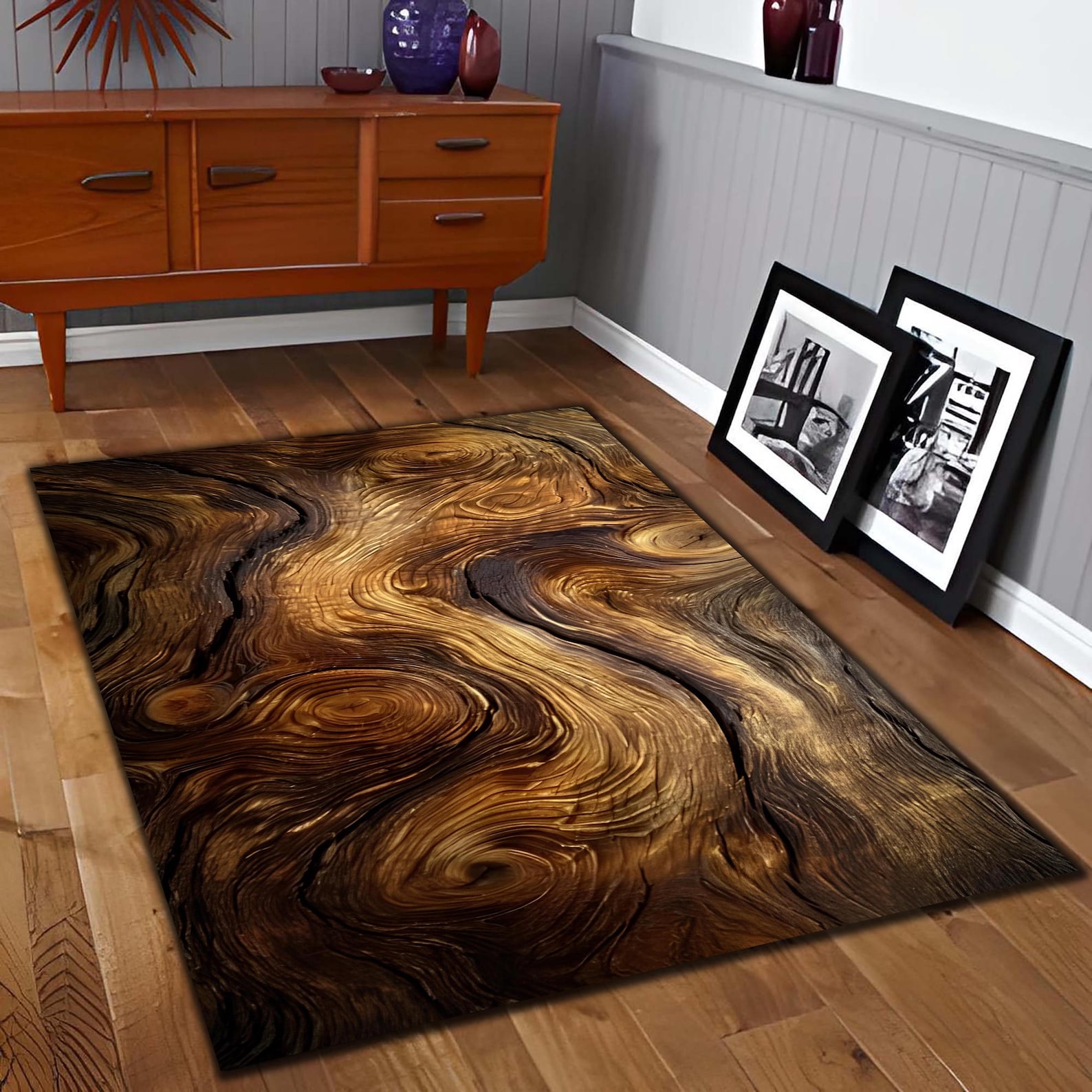 Rustic Wood Grain Area Rug for Living Room, Wood Pattern, Bedroom, Cozy ...