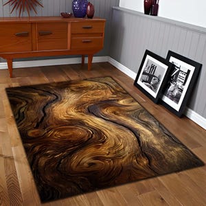 Rustic Wood Grain Area Rug for Living Room, Wood Pattern, Bedroom, Cozy ...