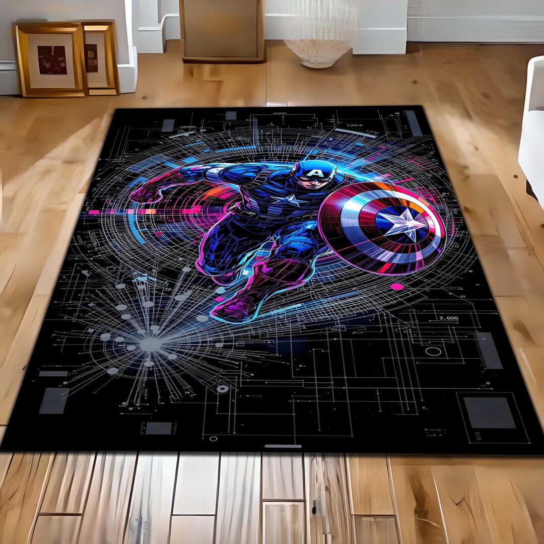 Super Hero Avenger Captain America Rug: Kids Room Decor, Washable and ...