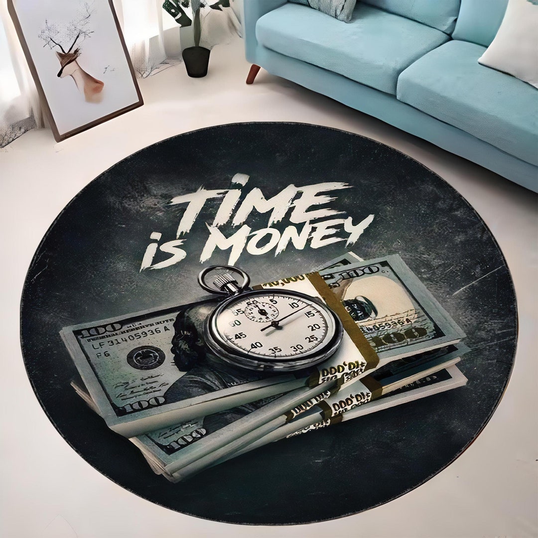 Round Rug, Round Rugs for Bathroom, Amazing Round Rug, Time is Money ...