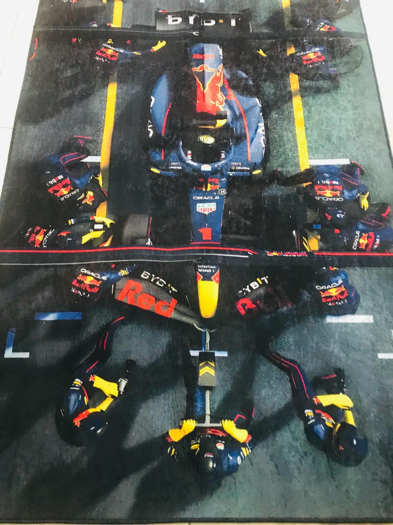 Formula 1 Rug, Red Bull Pit Stop Racing Rug, Motorsport Fans Rug, Kids ...
