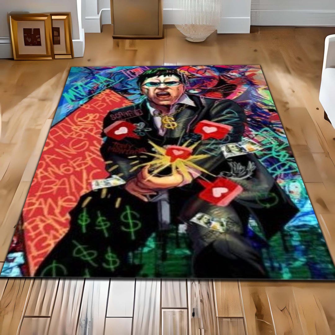 Scar Face Rug, Scarface Deco Art Rug, Graffiti Money Art Area Rug ...