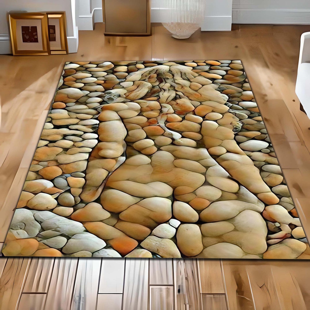 Stone Pattern Rug, Abstract Art Stone Pattern Rug for Modern Home Decor ...