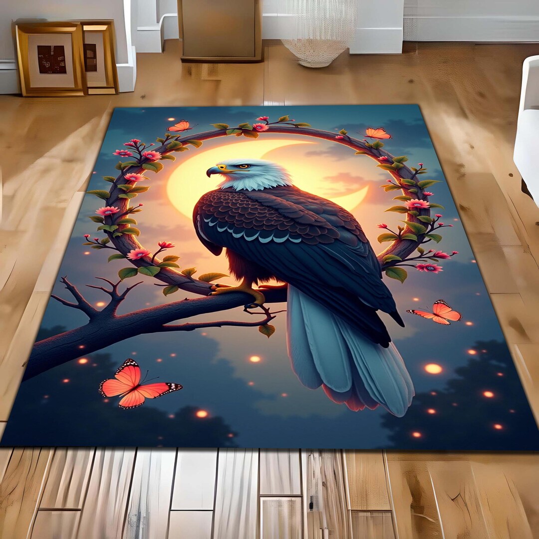 Majestic Bald Eagle Rug, Sunset Glow Rug, Blossoming Branches Rug ...