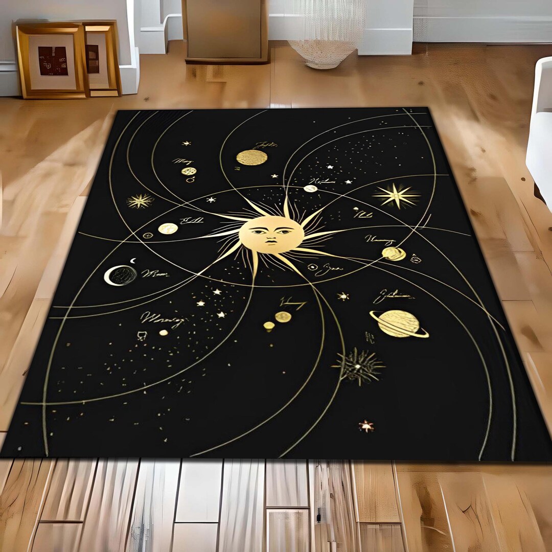 Planets Rug, Milky Way Galaxy Rug, Space Rug, Moon and Sun Rug, Nursery ...