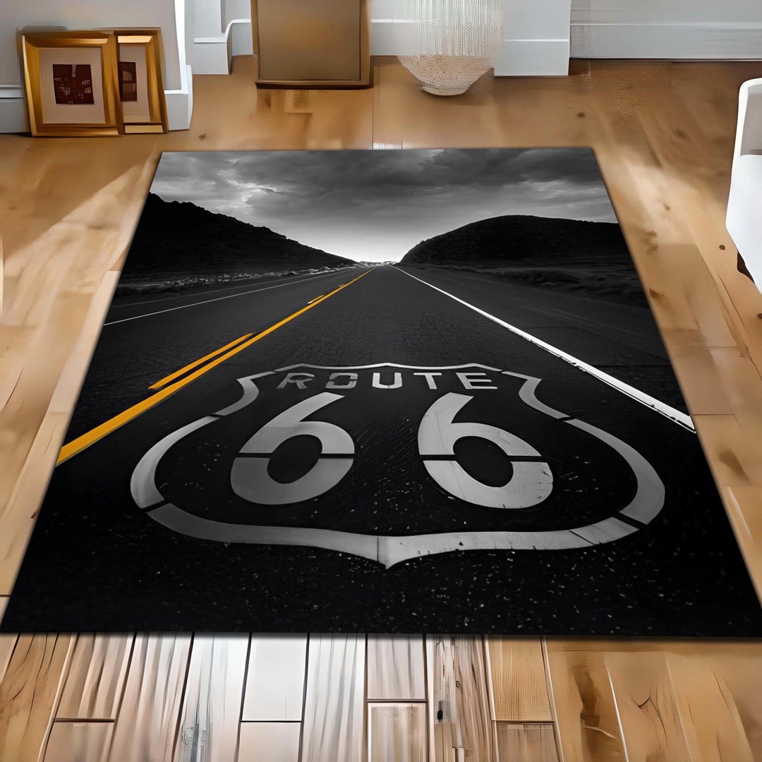 Route 66 Rug, Road Route 66 Rug, American Highway Rug, Bikers Rug, Road ...