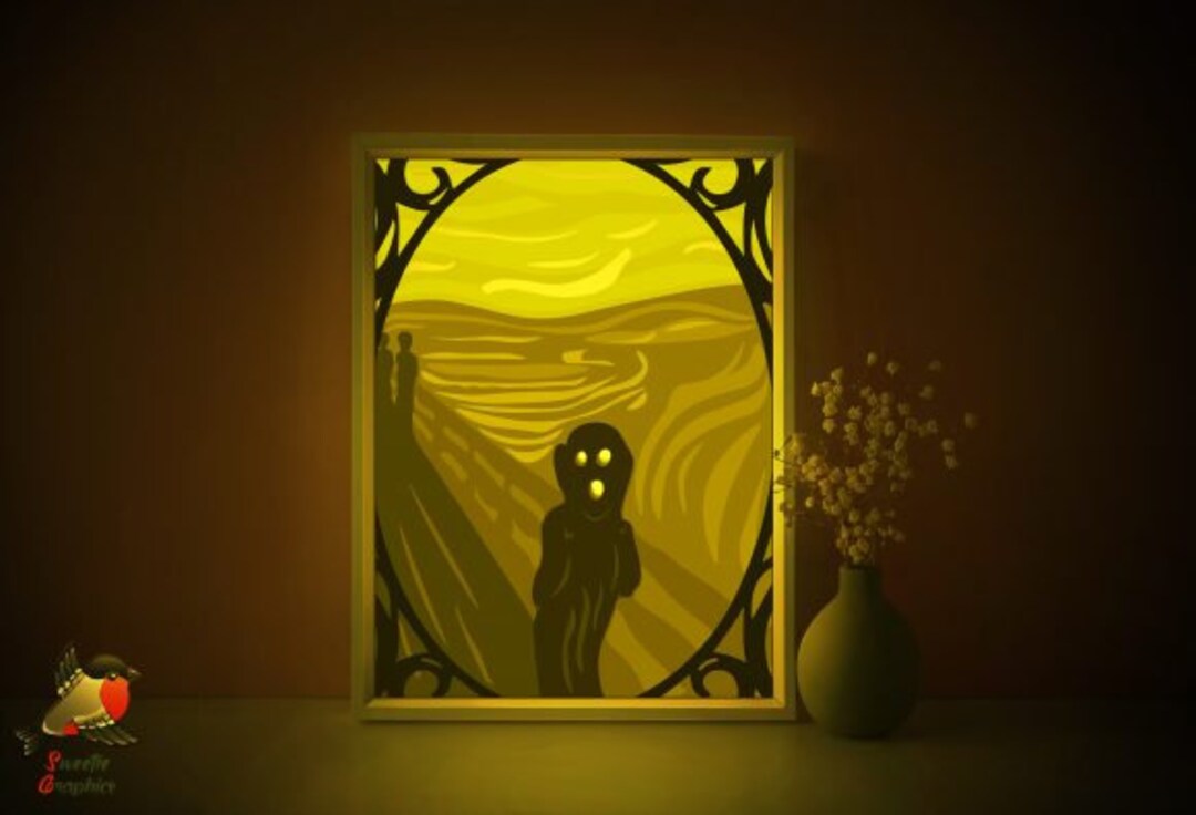 The Scream Shadow Box SVG Template Edvard Munch Art Papercut - Etsy