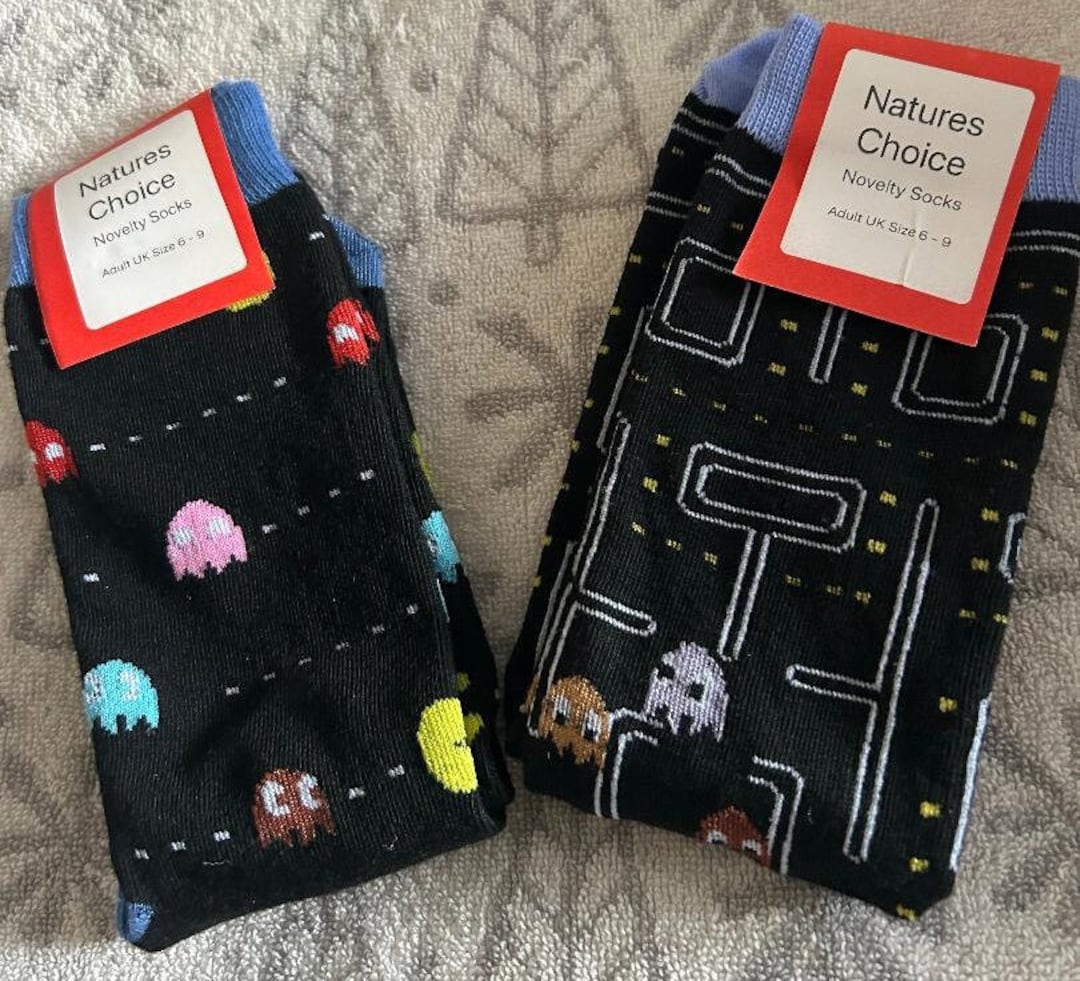 Pac-man Novelty Socks, Retro Gamer Gift, UK Size 7-10 - Etsy