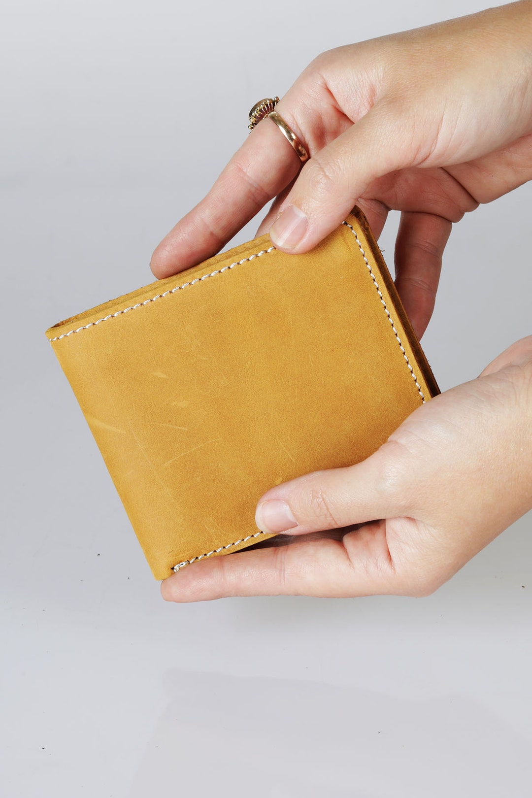 Mire Genuine Leather Mens Wallet Mustard Yellow,bifold Wallet ...