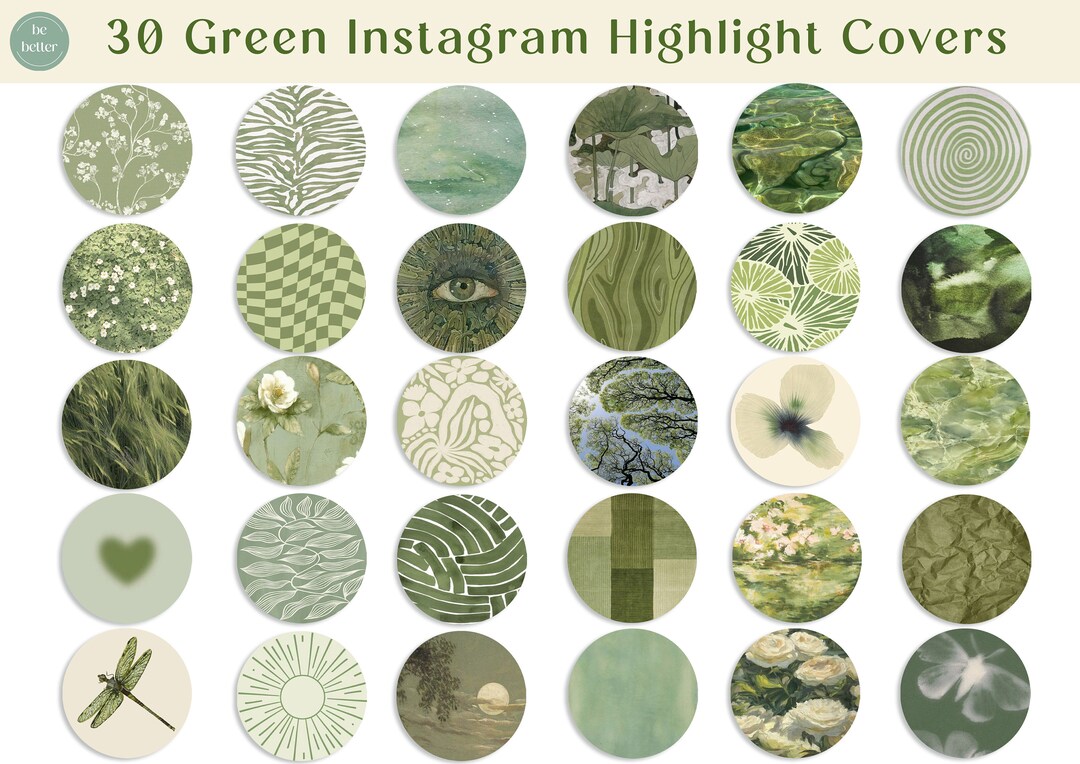 30 Aesthetic Green Instagram Highlight Cover Icons, Green Covers, IG ...