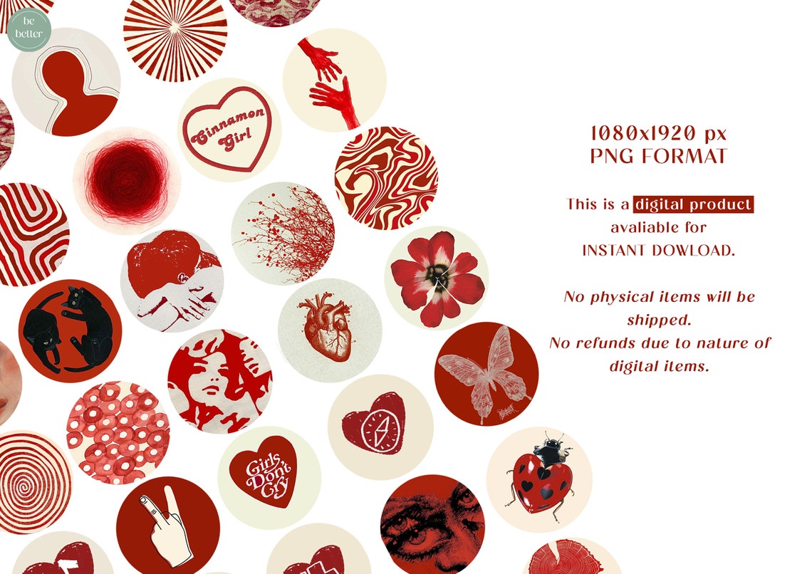 30 Aesthetic Red Instagram Highlight Cover Icons, Red Covers, IG Story ...