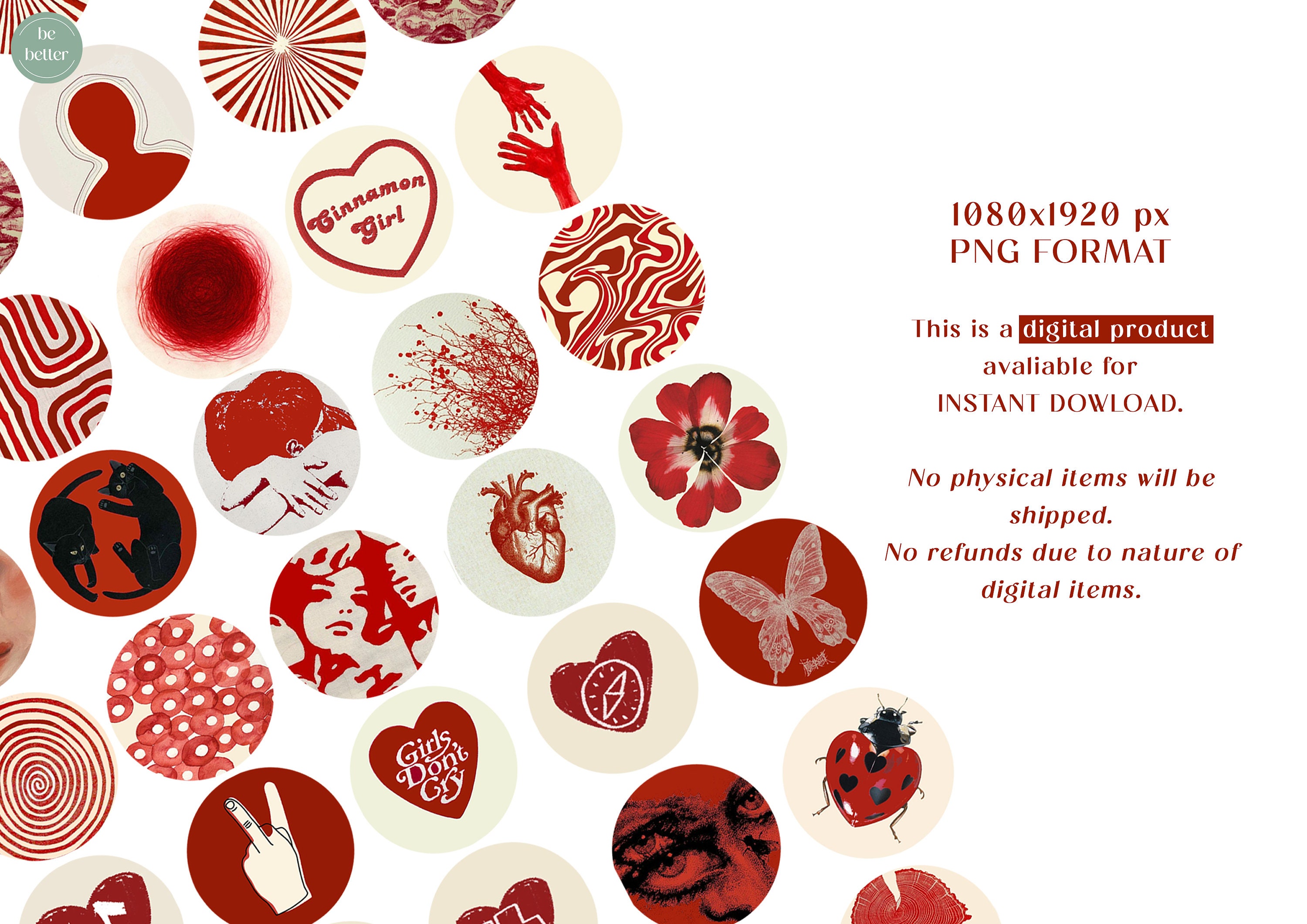 30 Aesthetic Red Instagram Highlight Cover Icons, Red Covers, IG Story ...