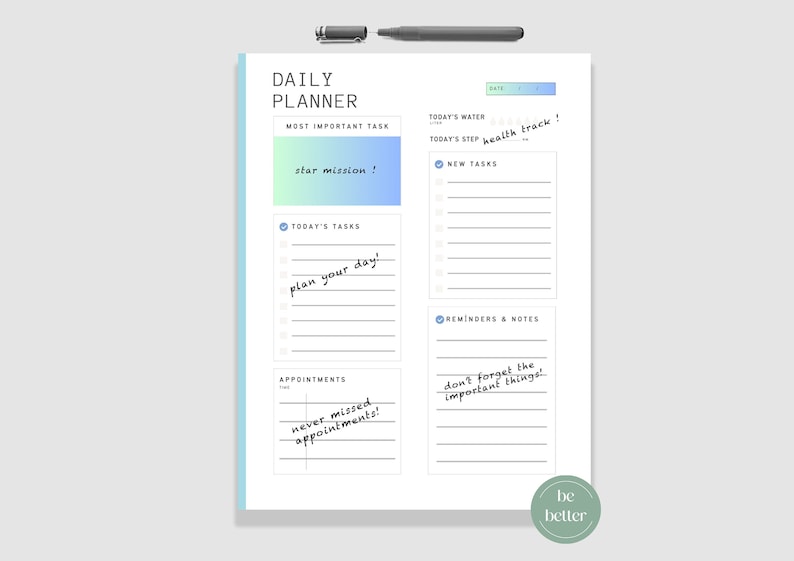 DAILY PLANNER , Printable Planner in Pastel Color Tones, Planner for ...