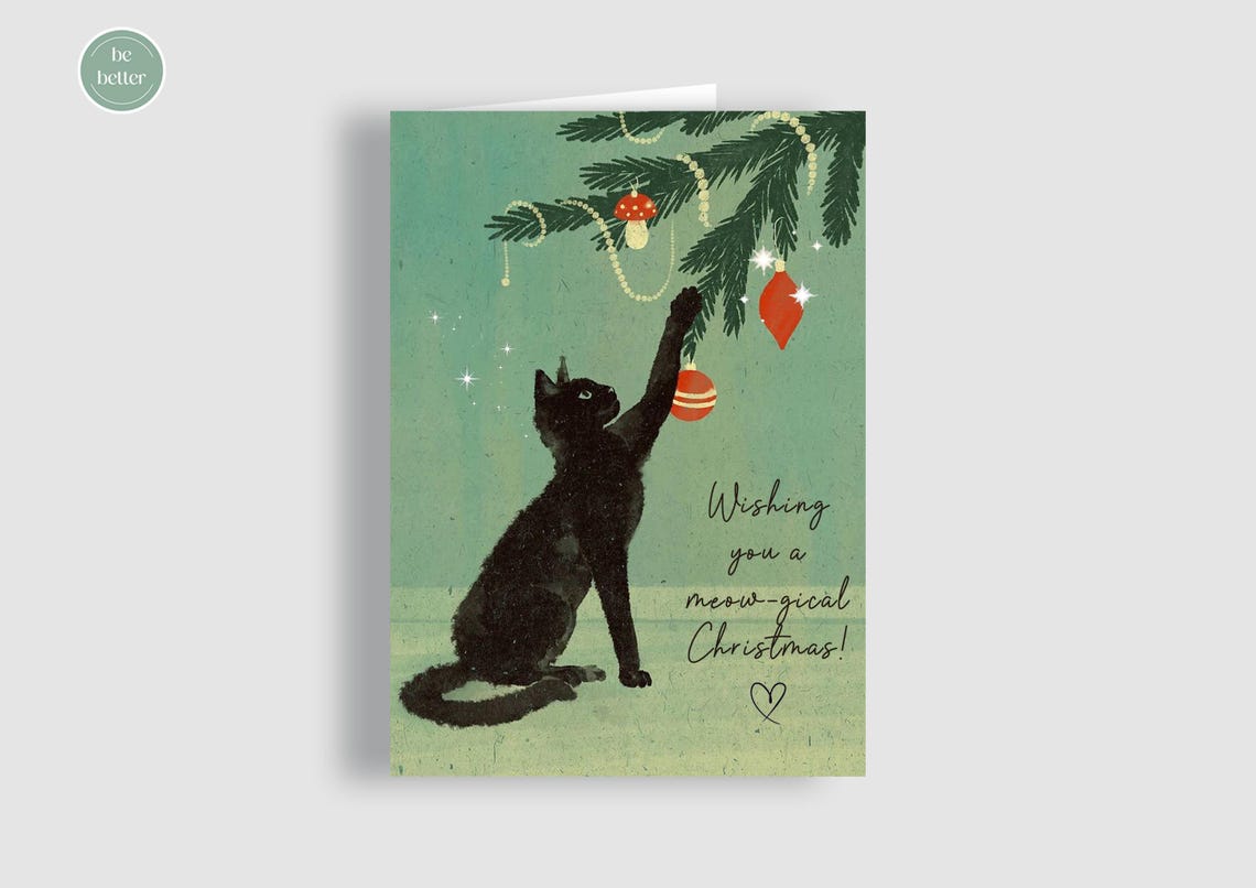 Christmas Card, Cat Christmas Card, Printable Christmas Card, Christmas ...