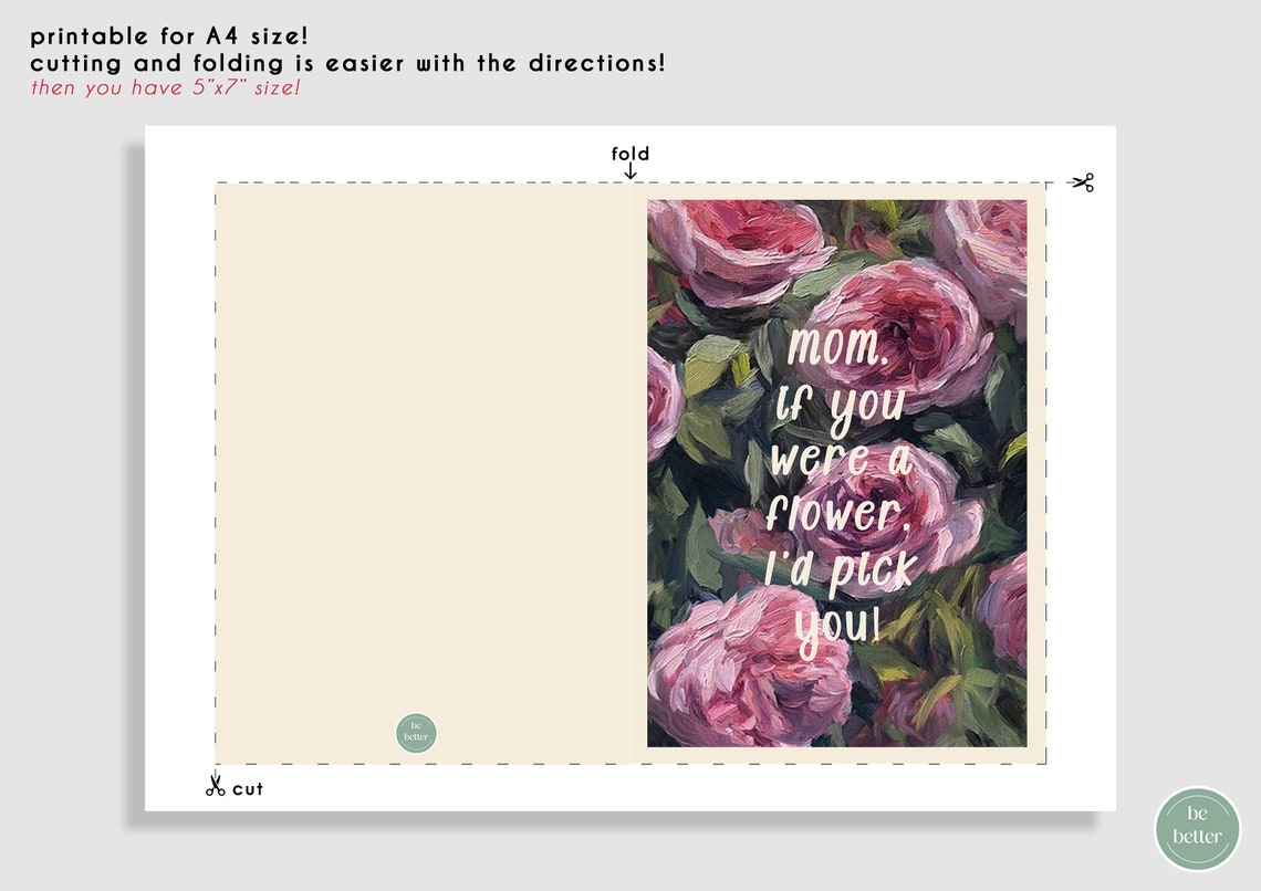 Mother's Day Card, Printable Gift Card, Card for Mom, Flower Gift Card ...