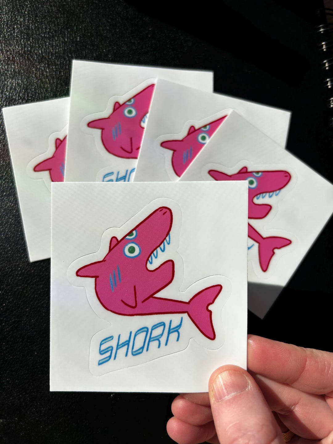 SHORK! (pink) Peel Away Kiss Cut Sticker, Funny Animal Cartoon Shark ...