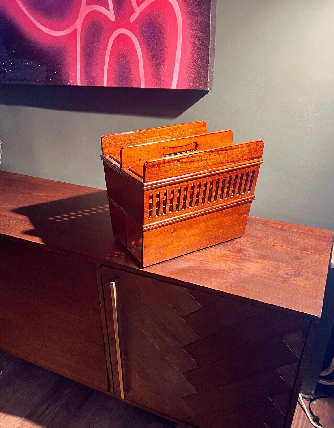 Vintage! Mid-century Magazine Rack From the 1950s. Handcrafted From Oak ...