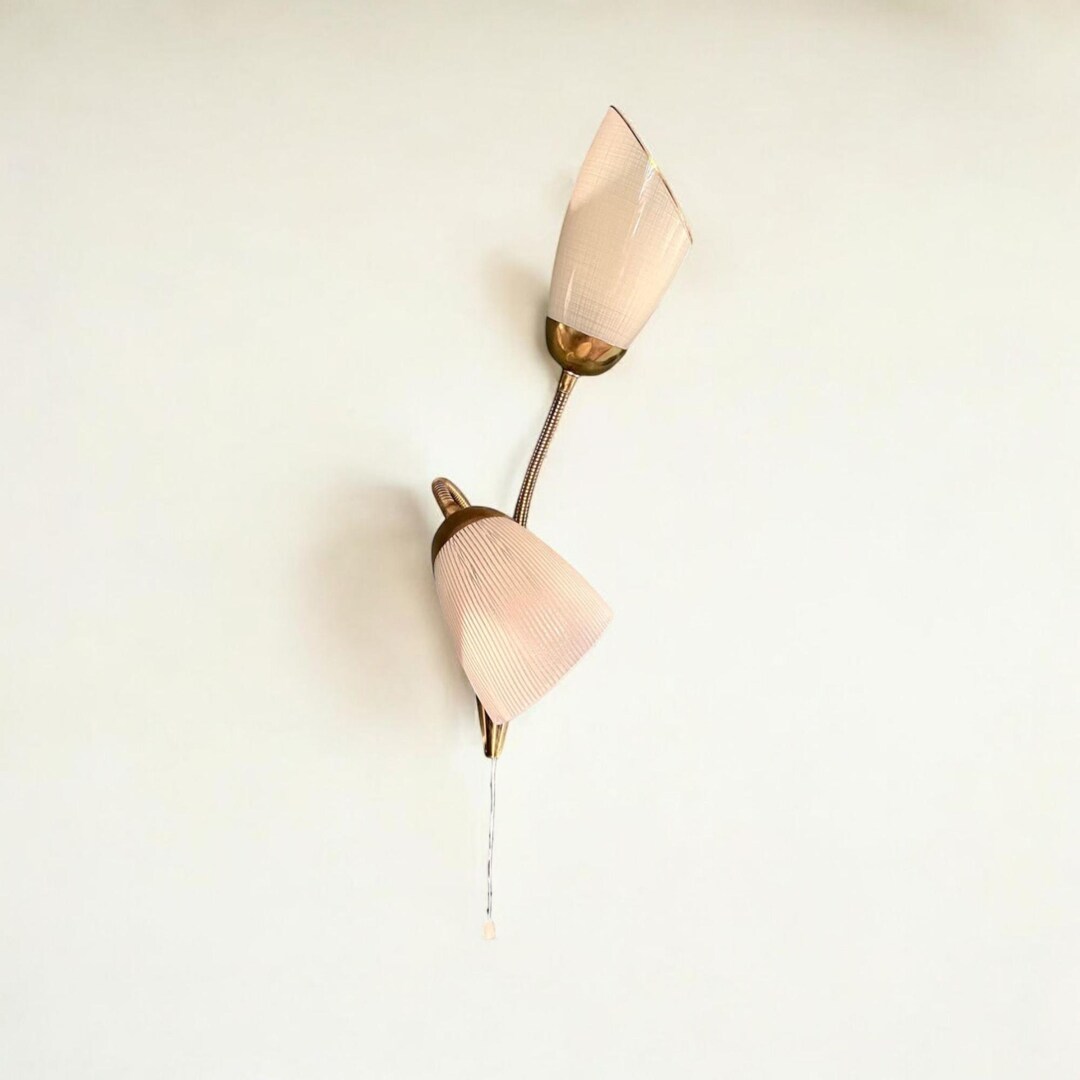 Rarity! Original 1950s Bag Lamp With Glass Shades, Mid-century Wall ...